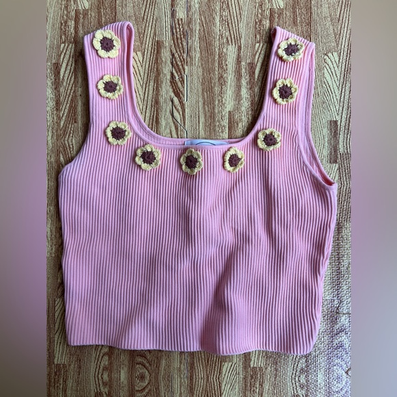 Cider | Tops | Cider Size Medium Peachy Pink Sunflower Ribbed Tank ...